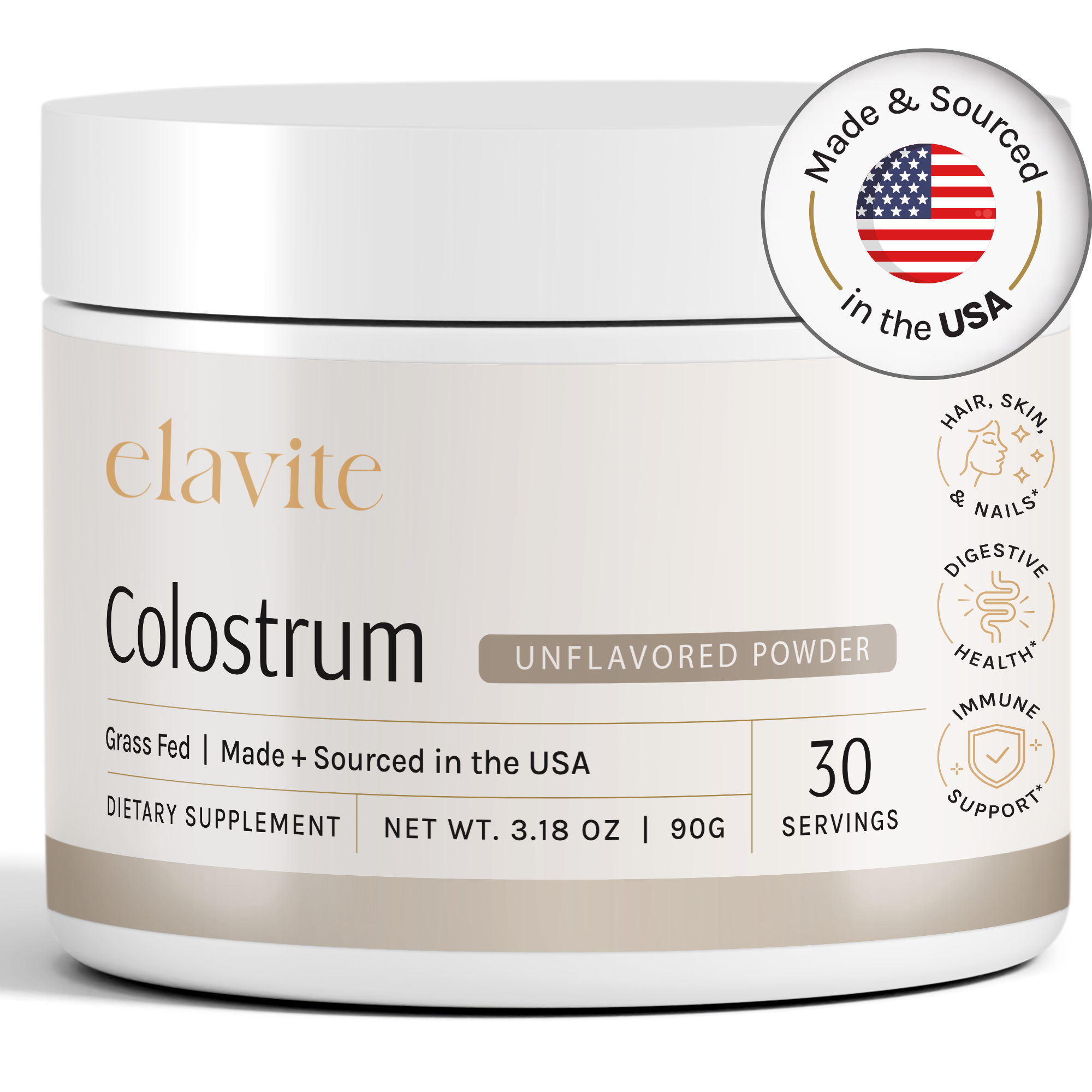 Bovine Colostrum Powder - Unflavored - 30 Servings – Elavite
